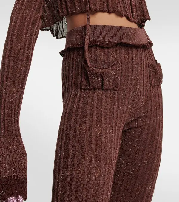 KNWLS Ribbed-knit High-rise Flared Leggings