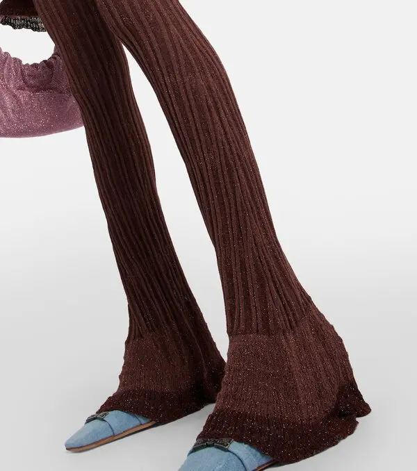 KNWLS Ribbed-knit High-rise Flared Leggings