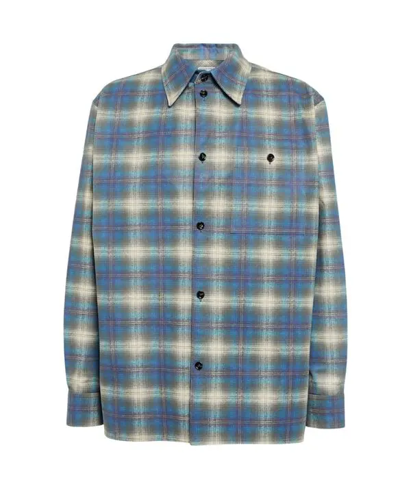 Bottega Veneta Checked Leather Shirt - Blue | Editorialist