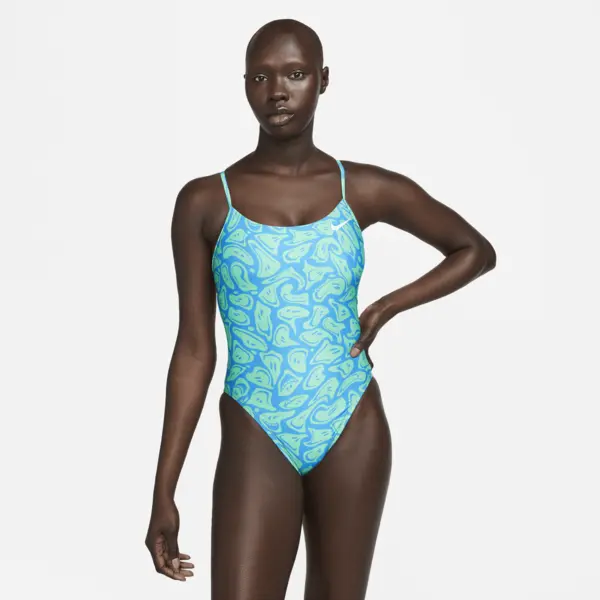 Nike Swim Hydrastrong Lace-Up Tie-Back One-Piece Swimsuit In Green