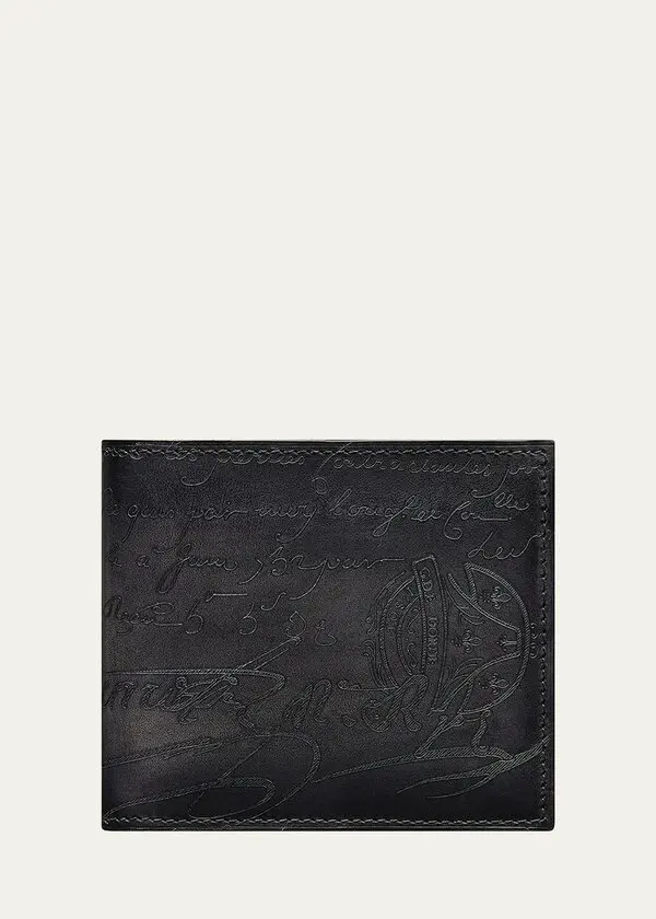 Berluti Makore Scritto Leather Bifold Wallet