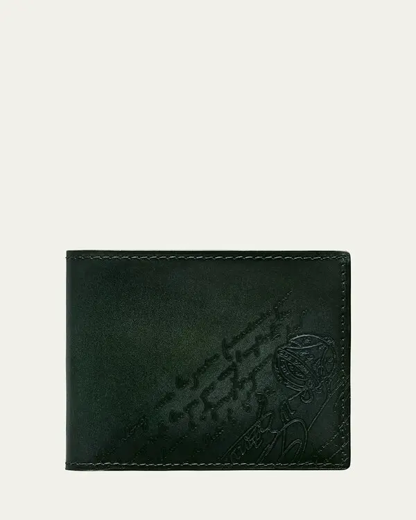 Berluti Makore Scritto Leather Bifold Wallet - Opuntia