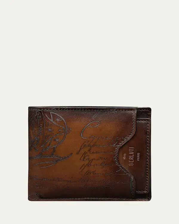 Berluti Makore 2-in-1 Scritto Leather Bifold Wallet - Cacao Intenso
