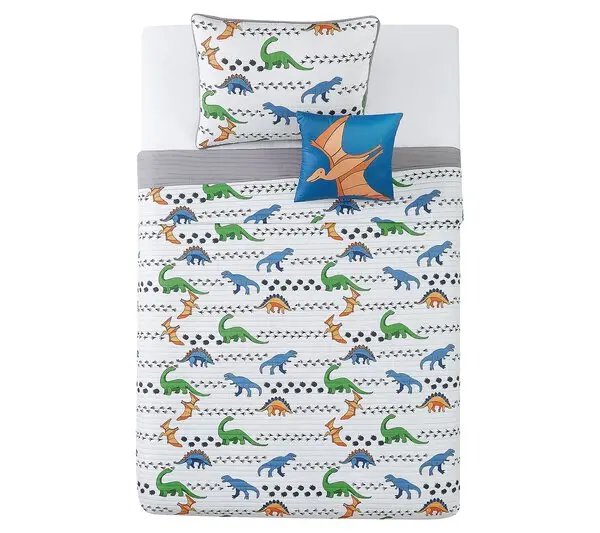 MY WORLD Dino Tracks Full 4-piece Quilt Set