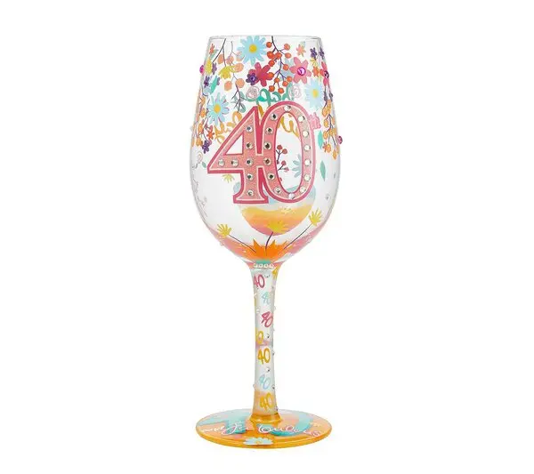 ENESCO Lolita Happy 40th Birthday Wine Glass - One-color