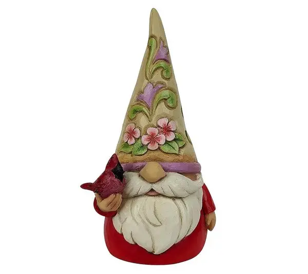 JIM SHORE Enesco Gnome With Cardinal - One-color
