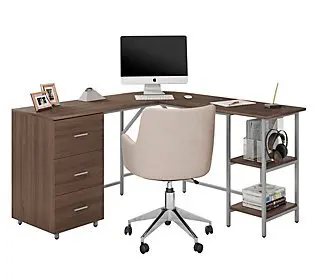 TECHNI MOBILI 59'w L-shape Home Office Two-tone Desk