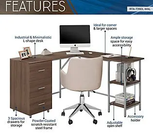 TECHNI MOBILI 59'w L-shape Home Office Two-tone Desk
