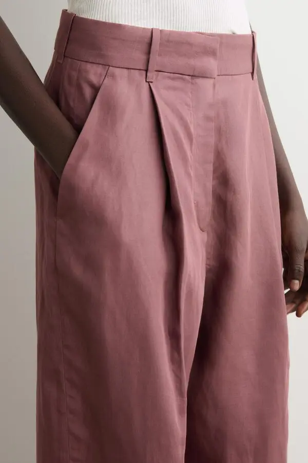 Cos Relaxed Wide-leg Linen-blend Trousers - Brown