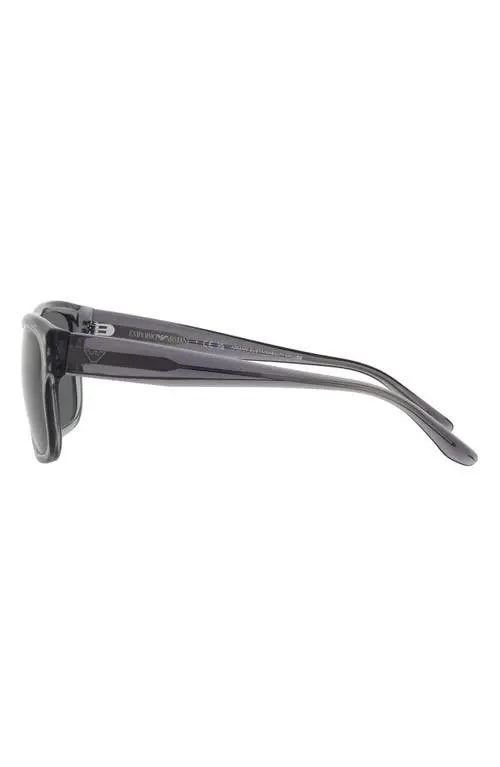 Emporio Armani 57mm Pillow Sunglasses - Transparent Grey
