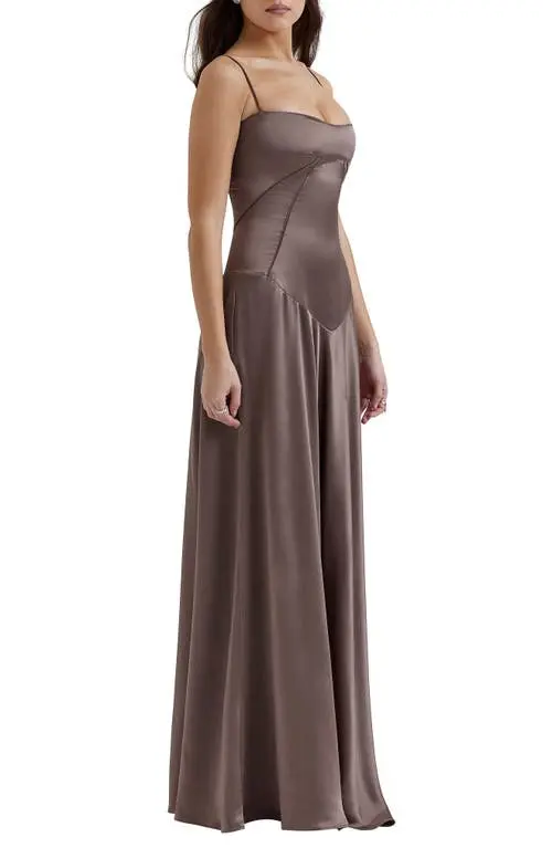 house of cb brown satin dress Anabella Lace-Up Gown - Pebble Grey Babaroni Dress Reviews Green The straps are adjustable Color:HUNTER GREEN celebrity dresses