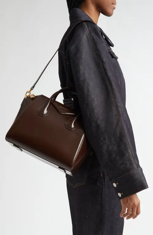 Givenchy Small Antigona Leather Satchel - Ebony Brown
