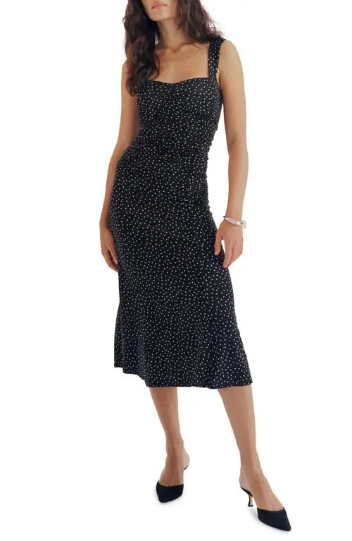 Reformation Suvi Polka Dot Ruched Body-Con Dress In Selene - 51% Off |  Editorialist