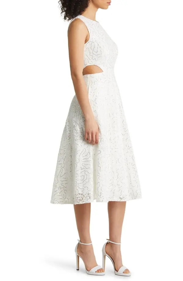 chinese dress ladies Eliza J Blue/Nude Crochet Lace Overlay Dress- Size 14 – The Saved Collection main image 0