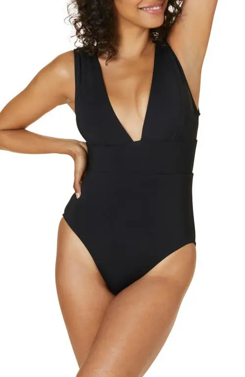 ANDIE Mykonos Plunge One-piece Swimsuit - Black