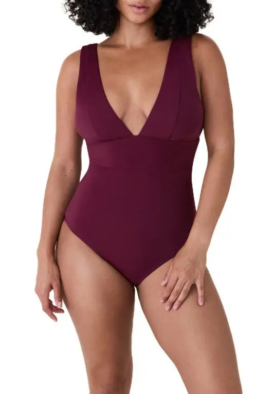 ANDIE Mykonos Plunge One-piece Swimsuit - Brandy