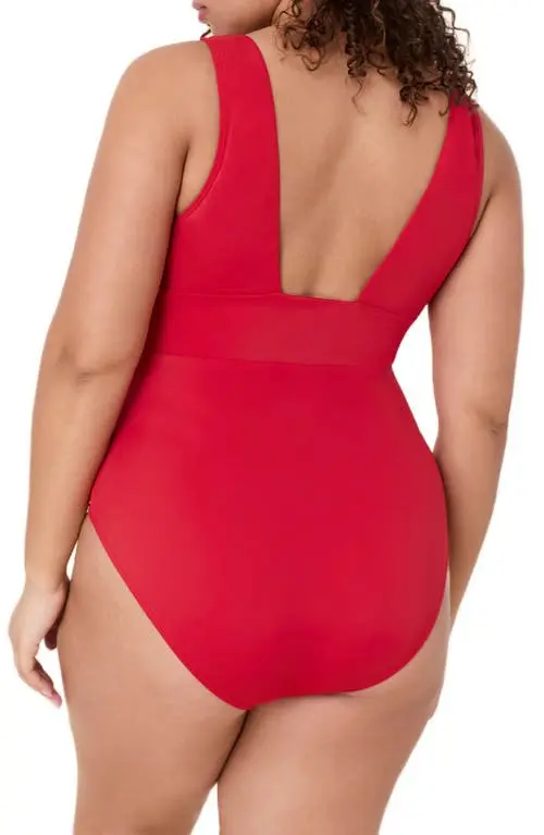 ANDIE Mykonos Plunge One-piece Swimsuit - Cherry Red