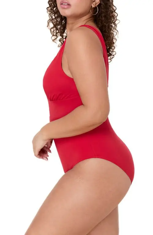 ANDIE Mykonos Plunge One-piece Swimsuit - Cherry Red