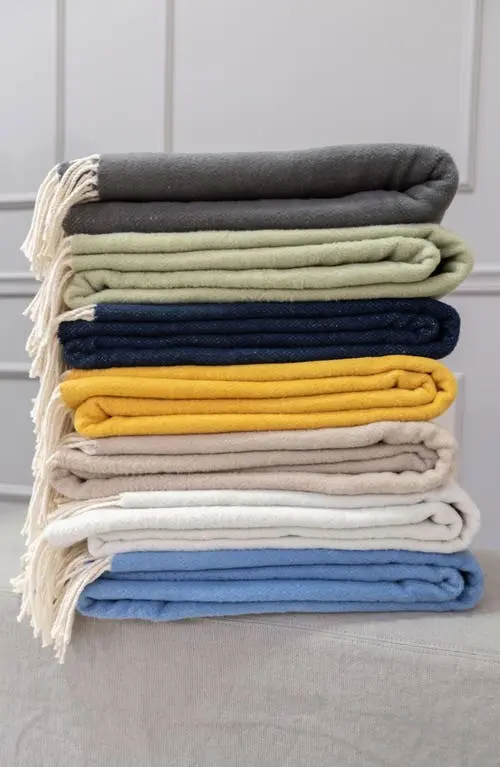POM POM AT HOME Billie Fringe Cotton Throw Blanket - Ivory