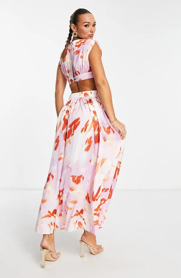 Asos Floral Cutout Maxi Dress In Pink - 30% Off | Editorialist
