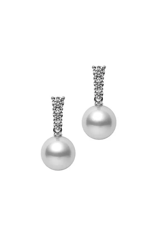 Mikimoto Diamond And Akoya Pearl Drop Earrings - White Gold/ Diamond/ Pearl