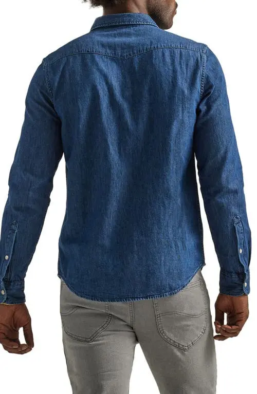 LEEM Regular Fit Denim Western Shirt - Mid Stone