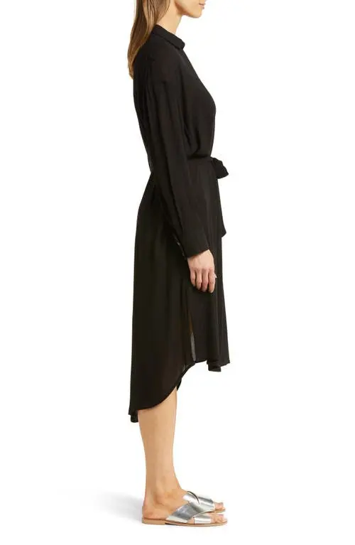 Elan Long Sleeve Shirt Dress - Black
