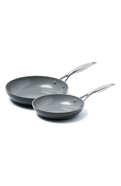 GREENPAN Valencia Pro 8-inch & 10-inch Anodized Aluminum Ceramic Nonstick Frying Pan Set - Black