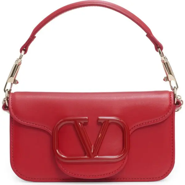 Valentino Garavani Locò Leather Shoulder Bag - Ju5 Rouge Pur