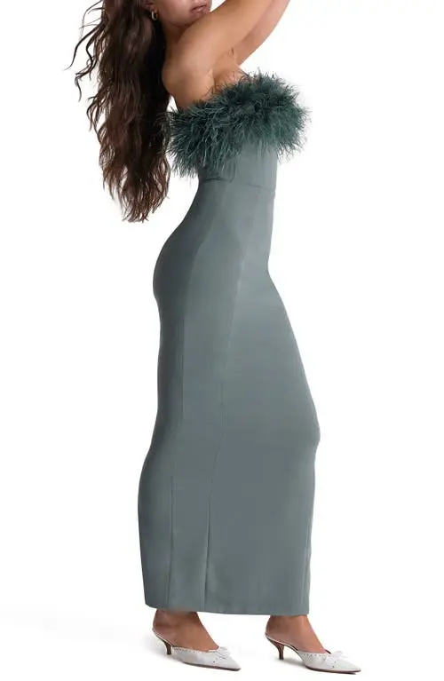 House Of Cb Juliene Strapless Feather Bodice Cocktail Dress
