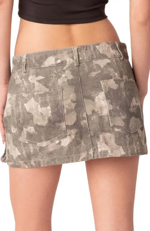 EDIKTED Camo Cotton Cargo Miniskirt