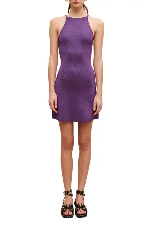 Maje Rouliana Metallic Halter Neck Sweater Dress In Purple - 20% Off |  Editorialist