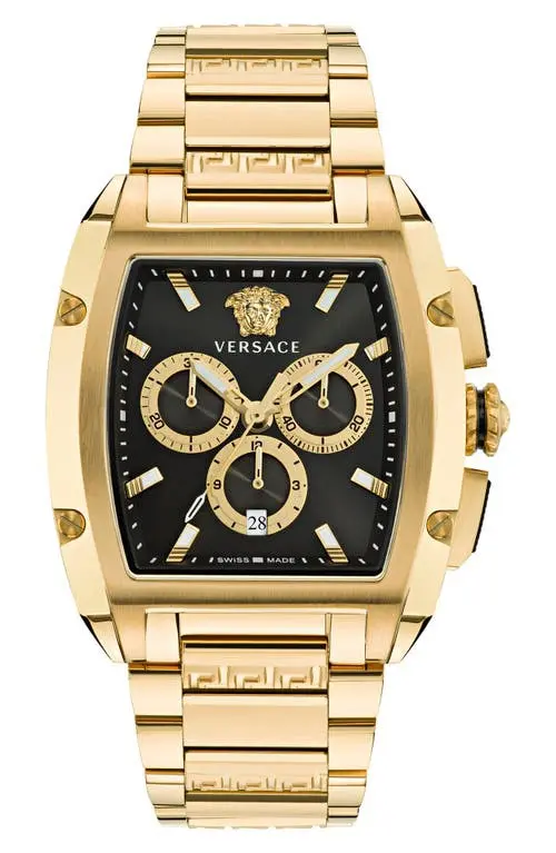 Versace Dominus Chronograph Bracelet Watch - Ip Yellow Gold