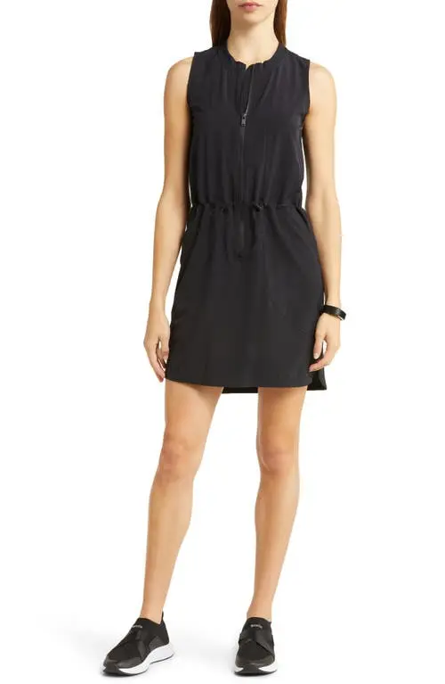 Zella Getaway Front Zip Utility Dress - Black