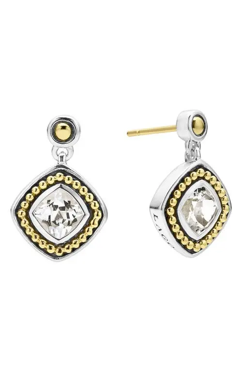 Lagos Caviar White Topaz Drop Earrings - Gold