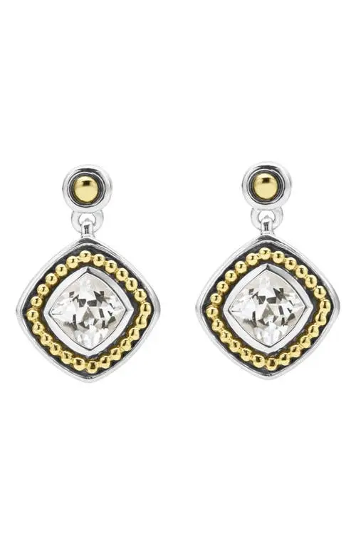 Lagos Caviar White Topaz Drop Earrings - Gold