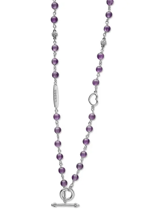 Lagos Caviar Icon Amethyst Bead Toggle Necklace