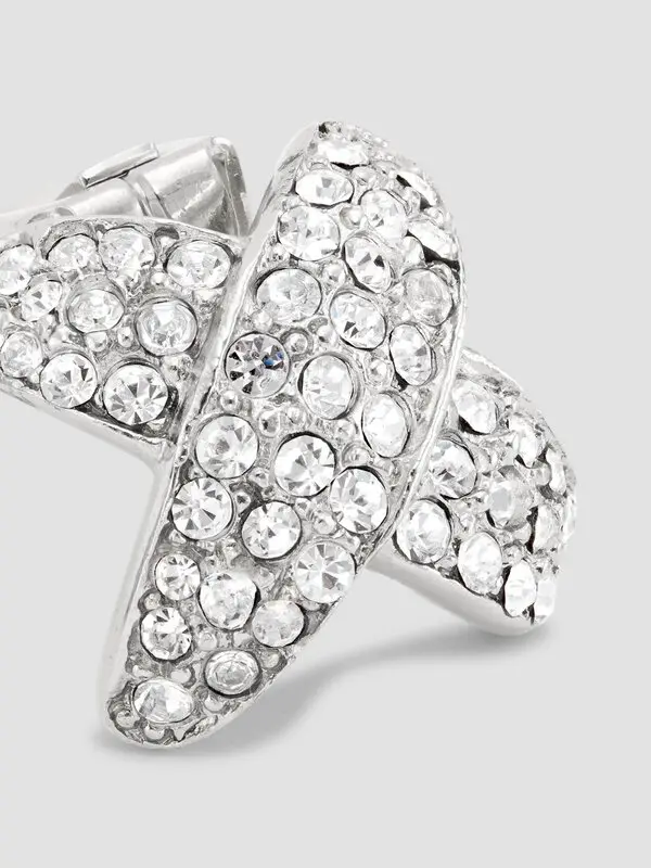 KENNETH JAY LANE Rhodium-plated & Glass Crystal X Clip-on Earrings