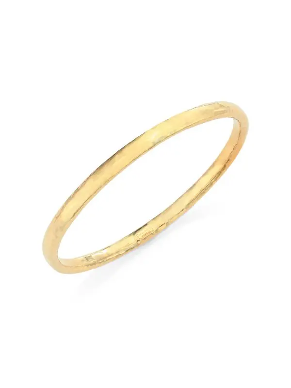 Ippolita Classico Narrow 18k Yellow Flat Hammered Bangle Bracelet