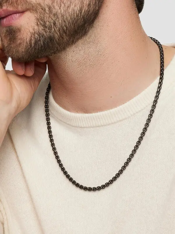 David Yurman Box Chain Necklace In Stainless Steel And Sterling Silver, 5mm