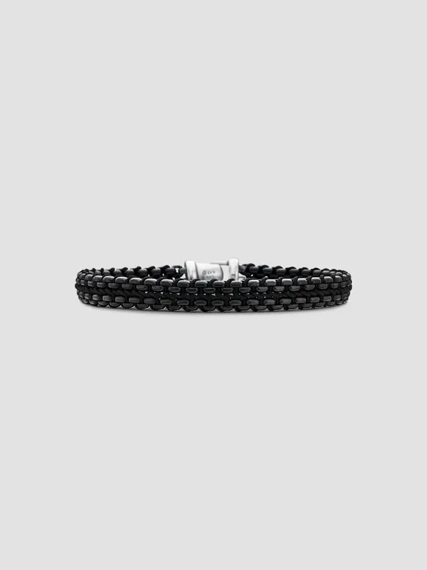 David Yurman Woven Box Chain Bracelet In Sterling - Black