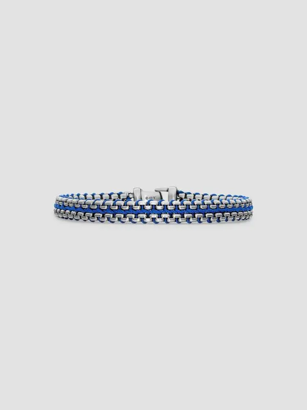 David Yurman Woven Box Chain Bracelet In Sterling - Blue