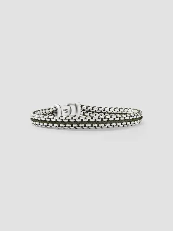 David Yurman Woven Box Chain Bracelet In Sterling - Green