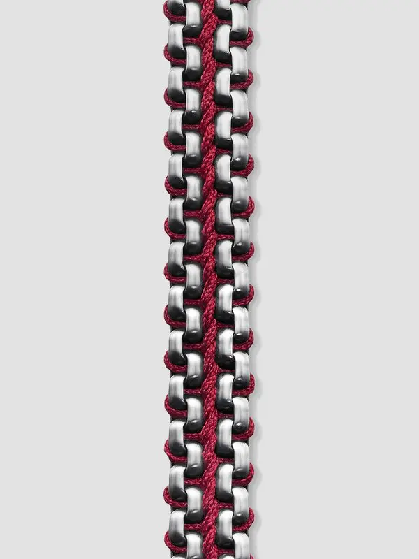 David Yurman Woven Box Chain Bracelet In Sterling - Red