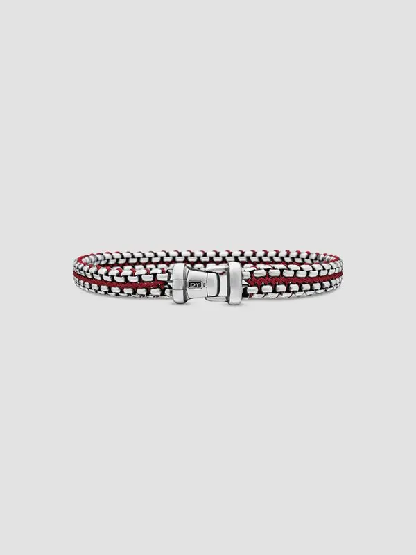 David Yurman Woven Box Chain Bracelet In Sterling - Red