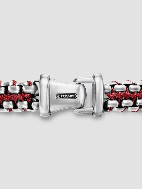 David Yurman Woven Box Chain Bracelet In Sterling - Red