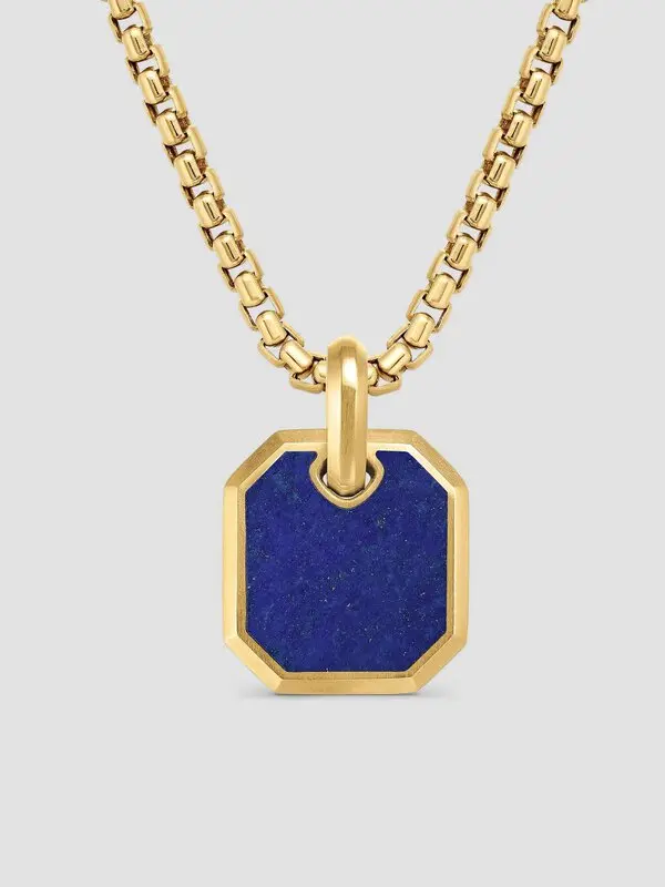 David Yurman Octagonal Amulet In 18k Yellow Gold - Lapis Lazuli