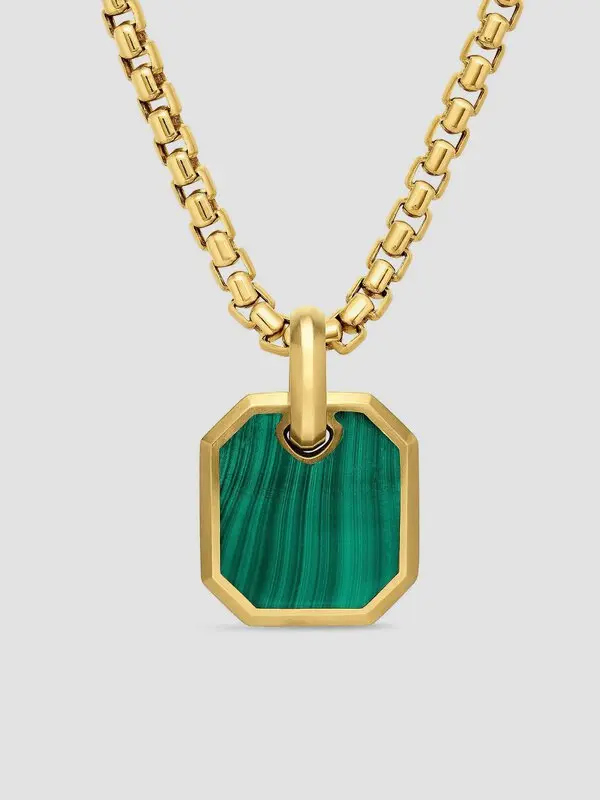 David Yurman Octagonal Amulet In 18k Yellow Gold - Malachite