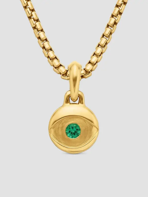 David Yurman Evil Eye Amulet In 18k Yellow Gold - Emerald