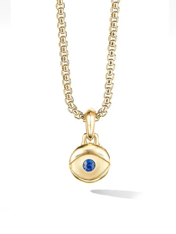 David Yurman Evil Eye Amulet In 18k Yellow Gold - Sapphire